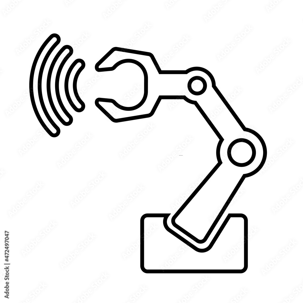Smart robotic arm for industrial applications. Symbol of connected ...