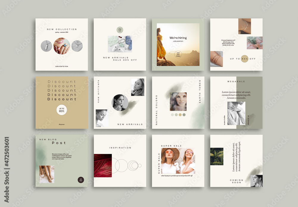 Social Media Post Layout Set Stock Template | Adobe Stock