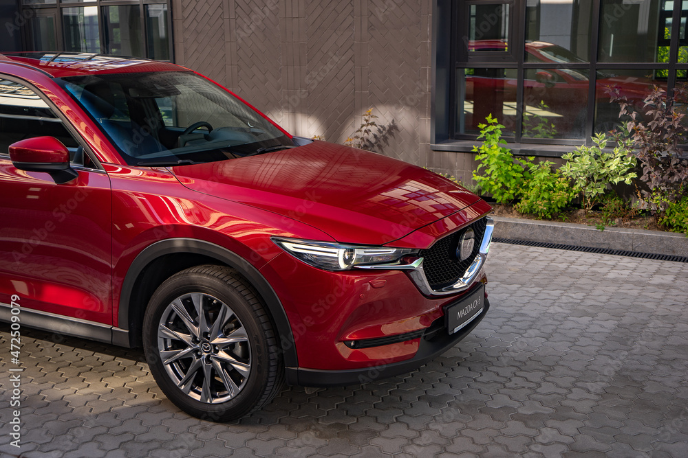 luxury red car on mazda test drive day. Mazda CX-5. Kyiv, Ukraine, 2021 ...