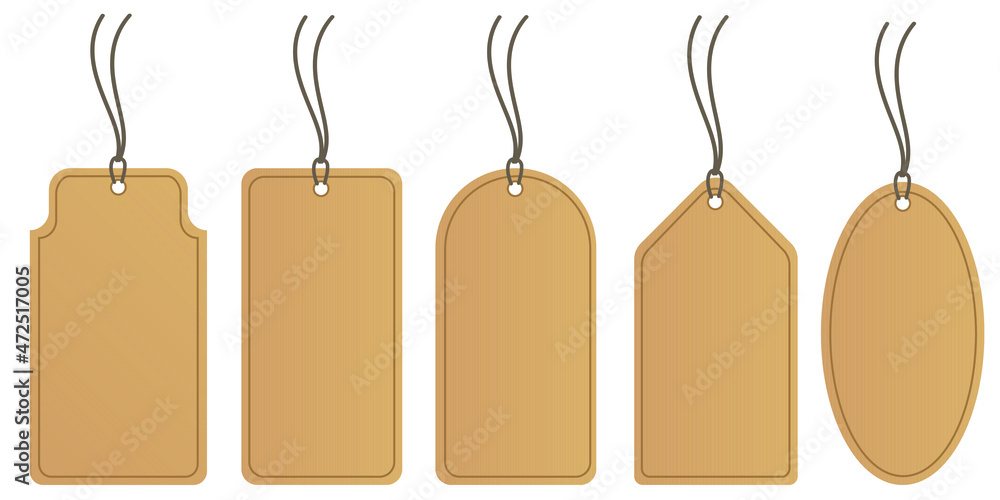 Cartoon Labels Set Isolated White Background With Gradient Mesh, Vector ...