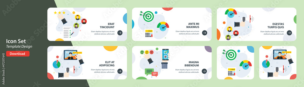 Web banners template in vector with icons of customer testimonials ...