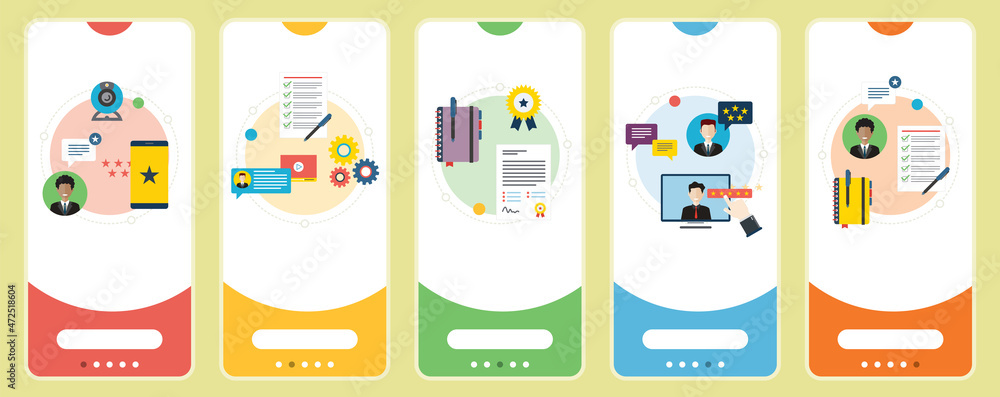 Feedback, review, contract service and rating icons. Stock Vector ...