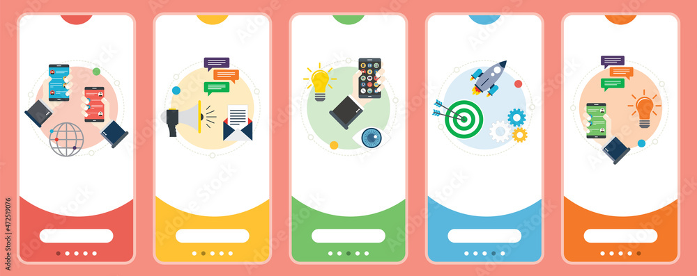 Concepts of message app, communication, innovation digital, competition ...