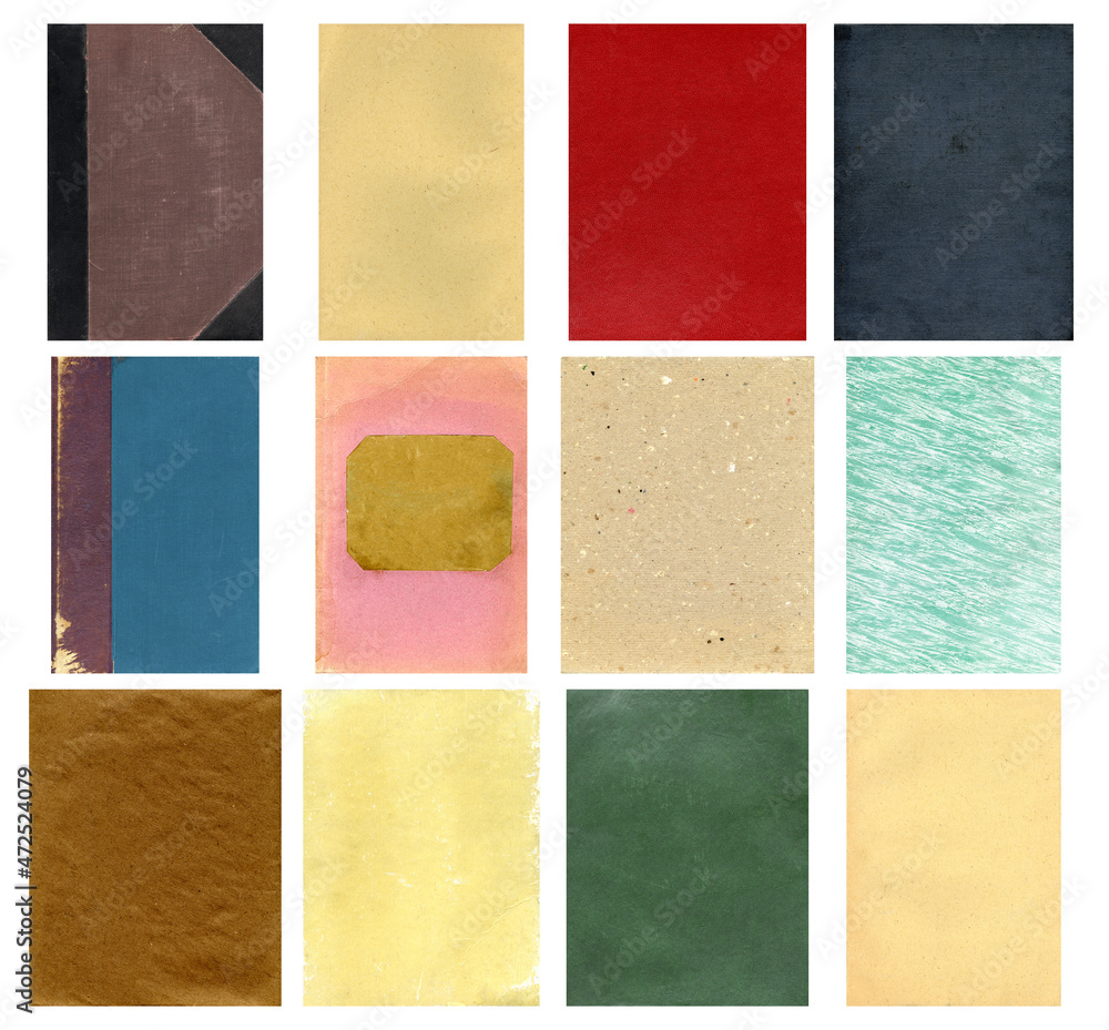 Paper and textile textures set. Blank retro pages and old book covers ...
