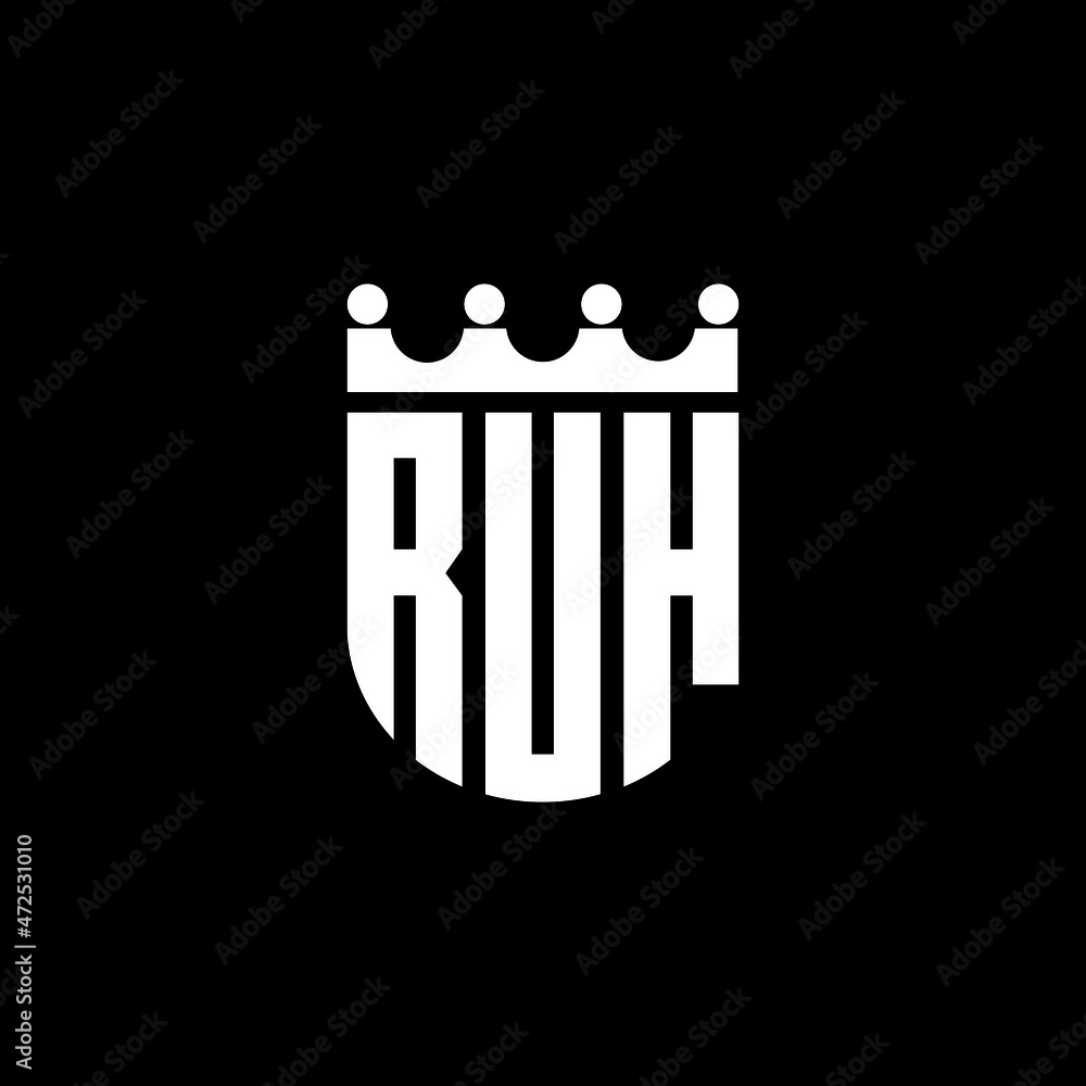 RUH letter logo design with black background in illustrator, vector ...