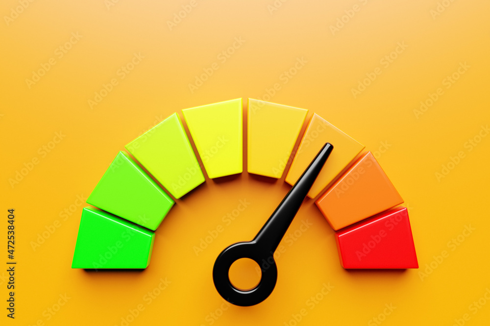 3d illustration of speed measuring speed icon. Colorful speedometer ...