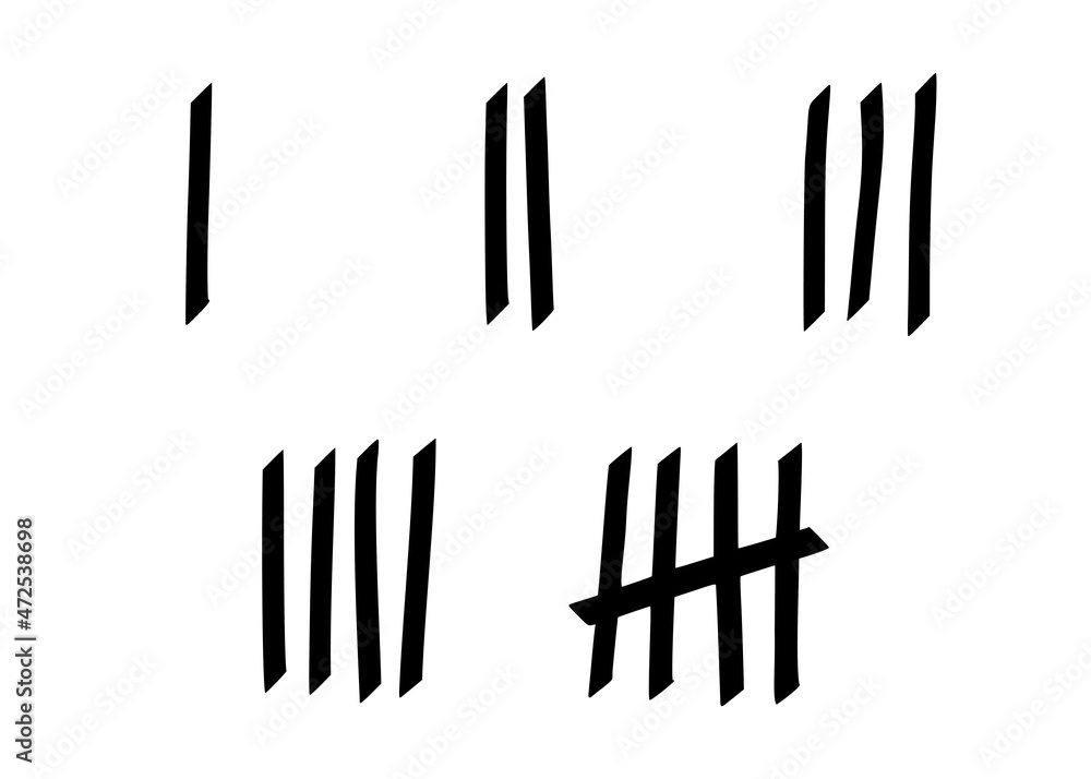 Vetor de Tally marks to count days in prison. Tally marks for math ...