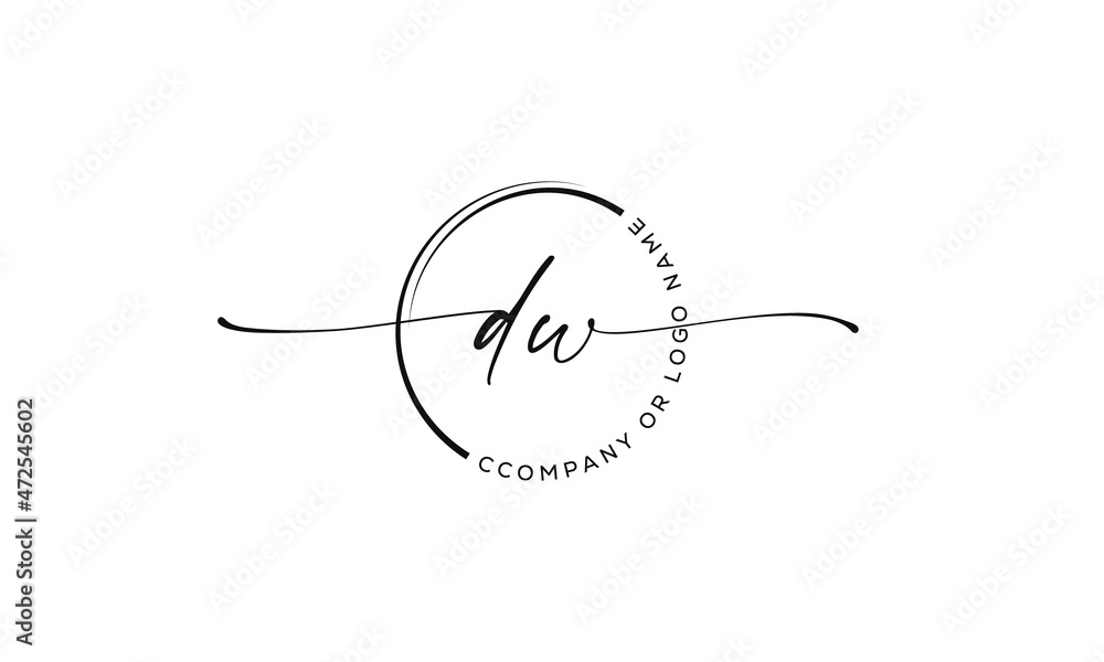 D w Initial handwriting signature logo, initial signature, elegant logo ...