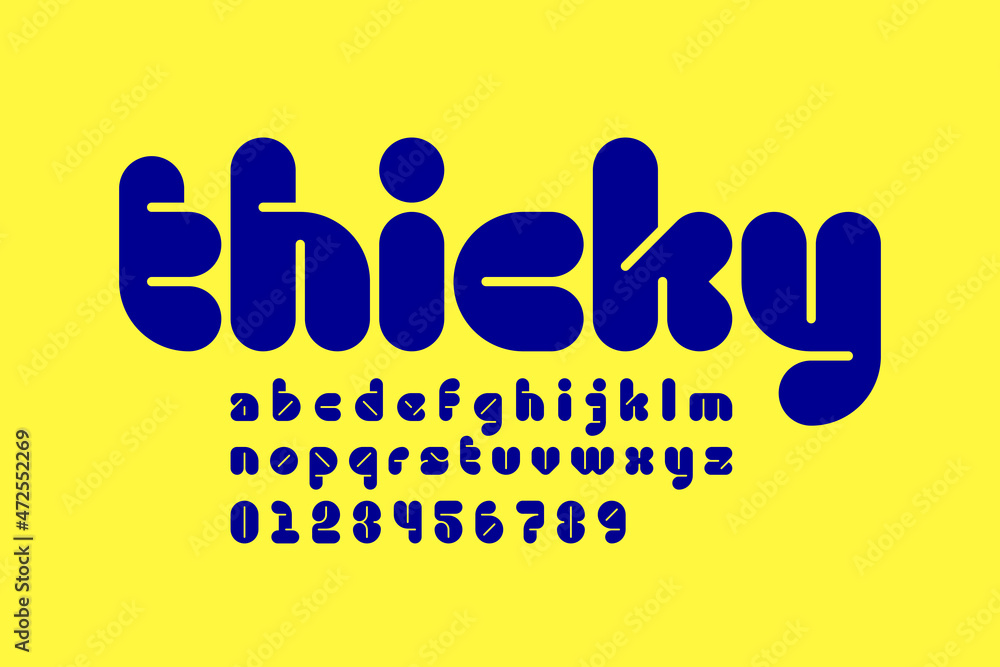 Thicky style modern font design, alphabet letters and numbers vector ...