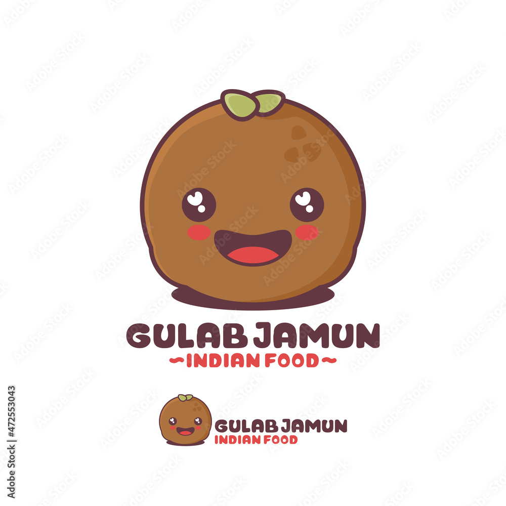 cute gulab jamun cartoon. traditional indian food illustration ...