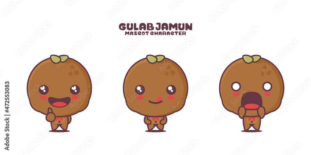 cute gulab jamun cartoon mascot. traditional indian food illustration ...