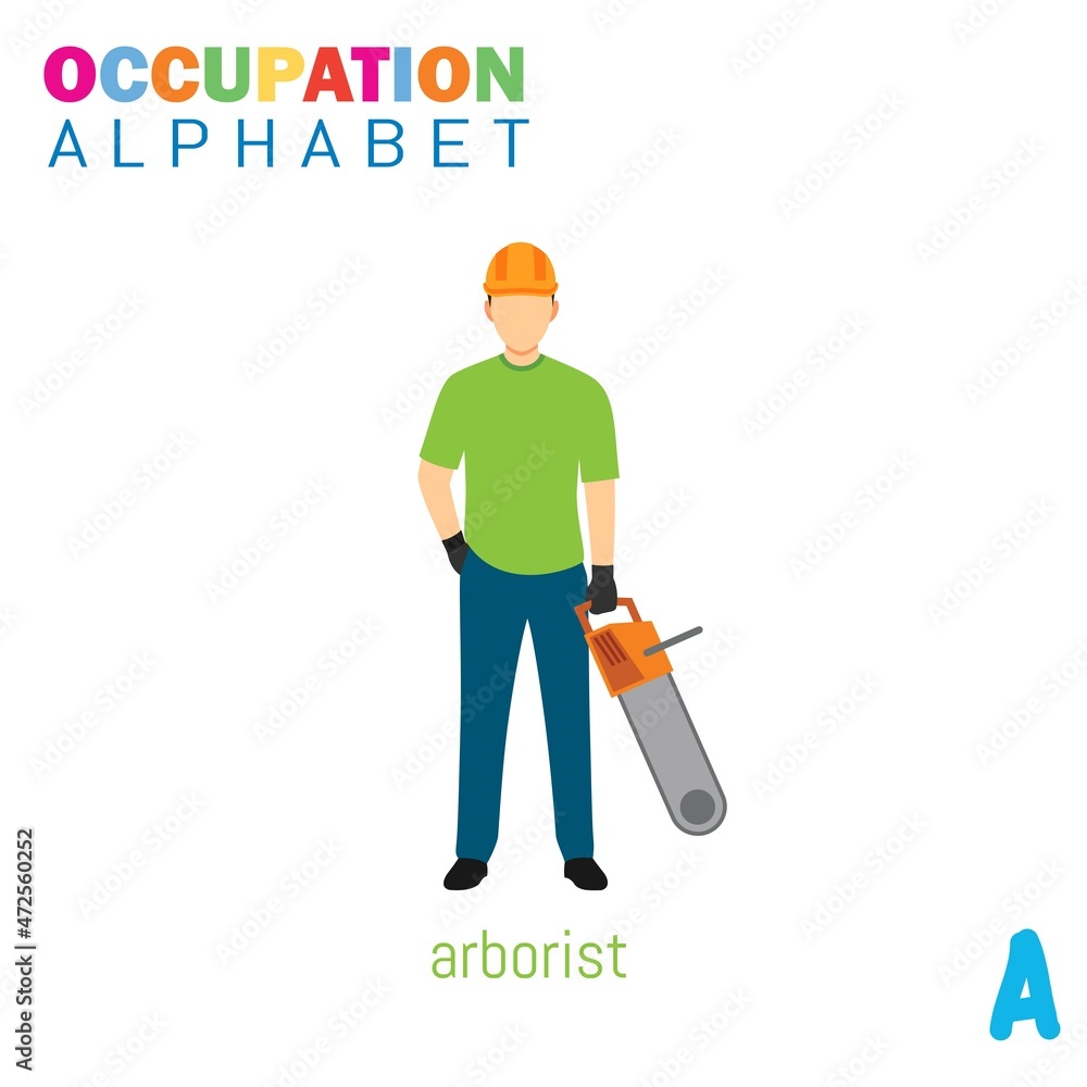 Vector Illustration of alphabet occupation with A letter. Suitable for ...