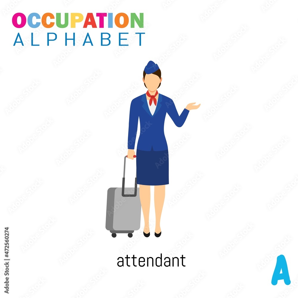 Vector Illustration of alphabet occupation with A letter. Suitable for ...