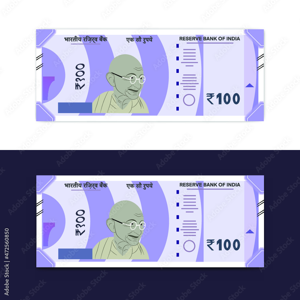India new 100 rupee currency notes in white background Stock Vector ...
