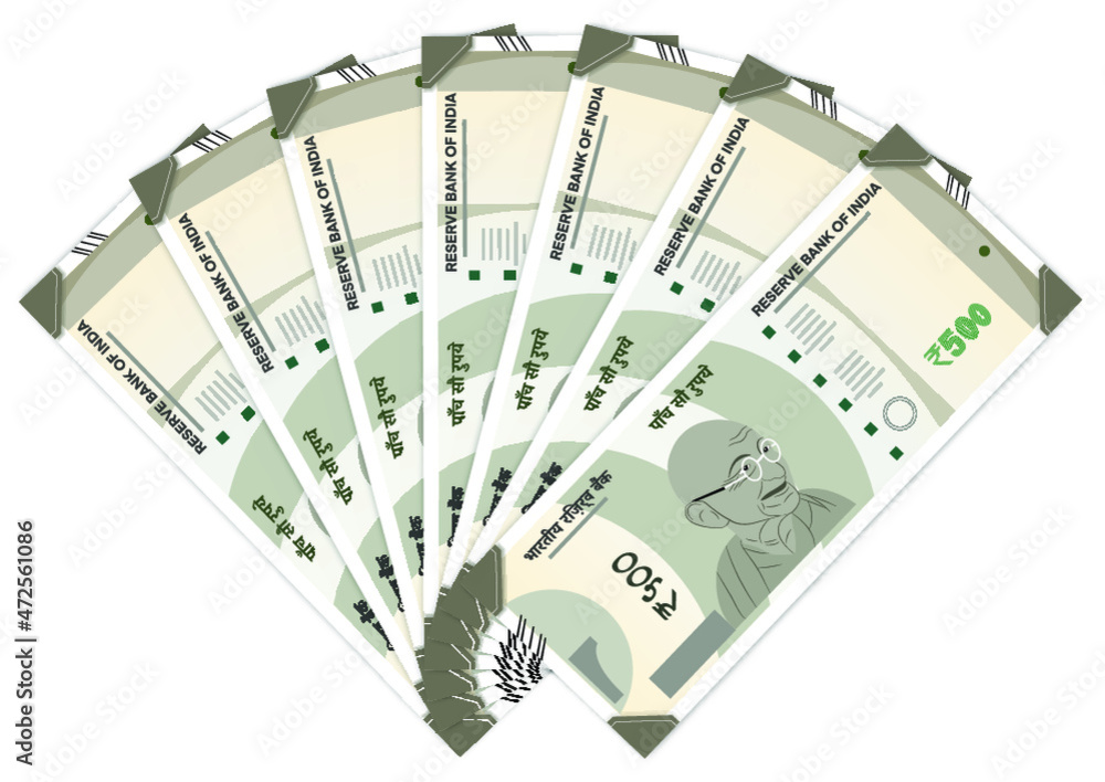 India new 500 rupee currency notes with white background Stock Vector ...