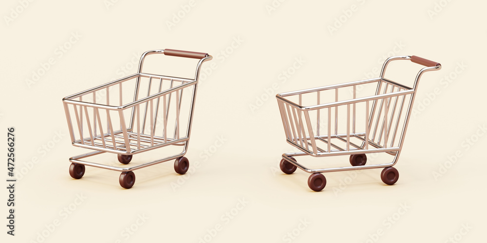3d metal shopping carts collection Stock Photo | Adobe Stock