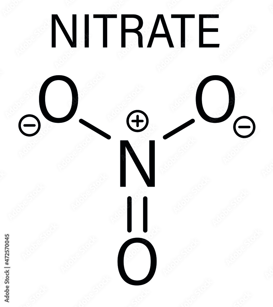 Nitrate anion, chemical structure. Skeletal formula. Stock Vector ...