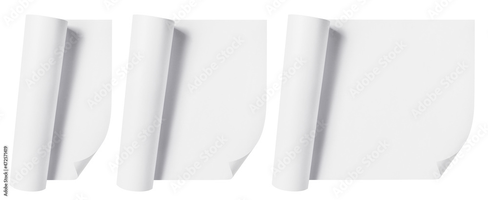 Blank paper sheets set, isolated on white background Stock Photo ...