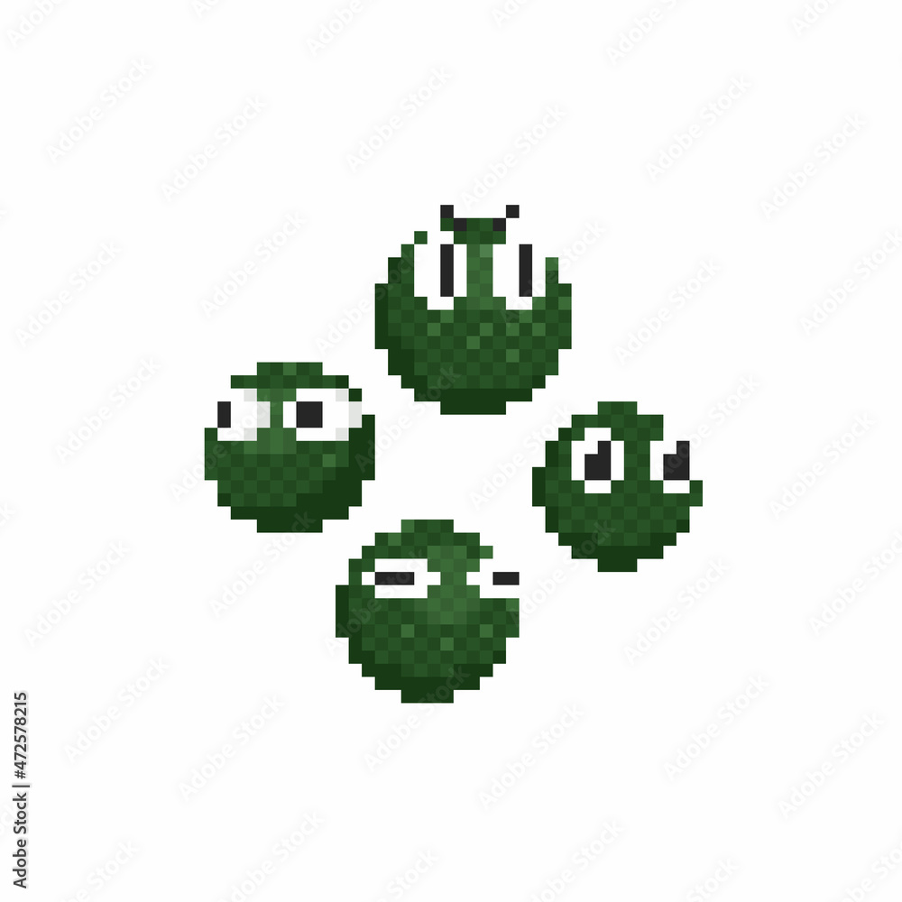 Pixel art set of marimo ball character. Stock Vector | Adobe Stock