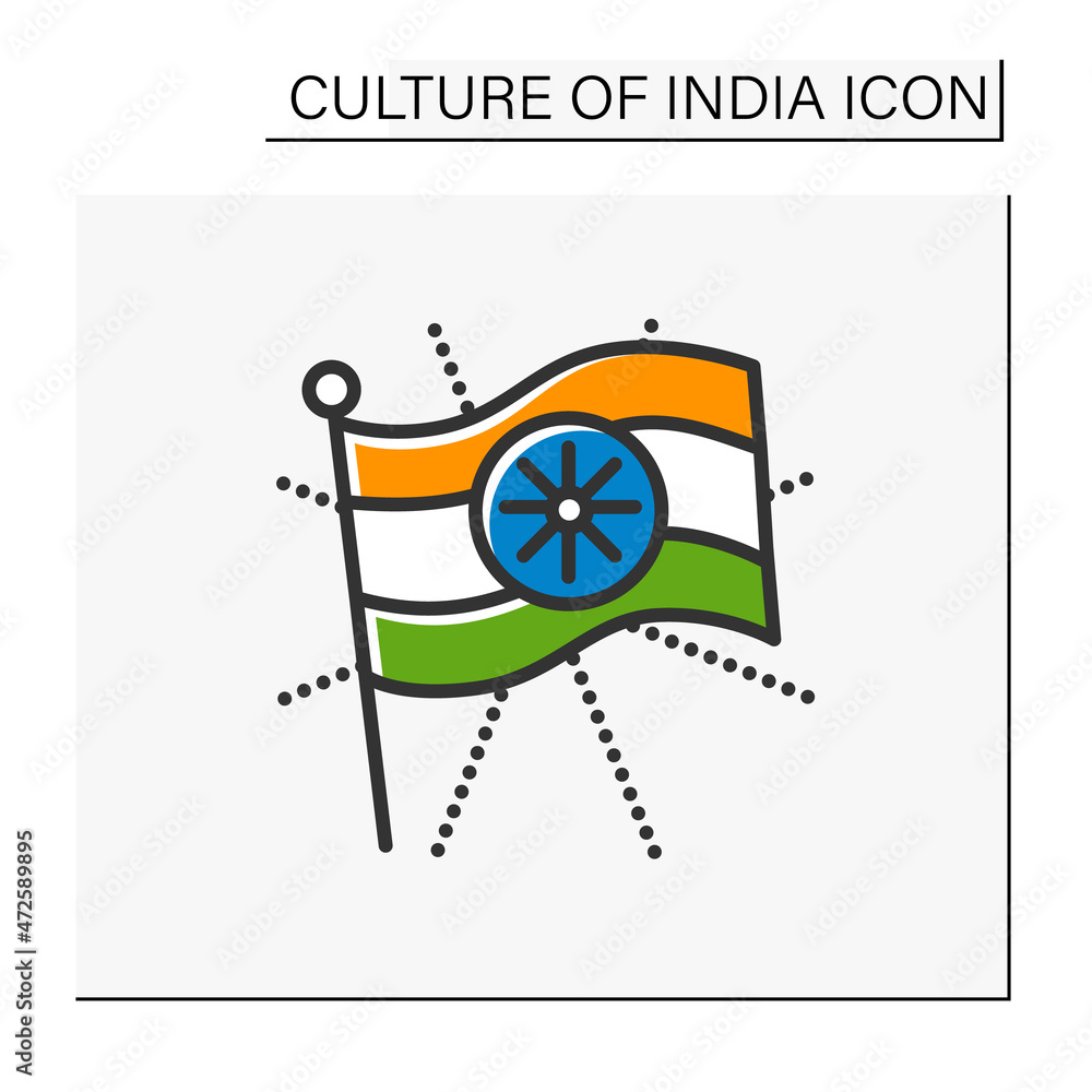 India National flag color icon. Waving flag. Happy Independence Day of ...