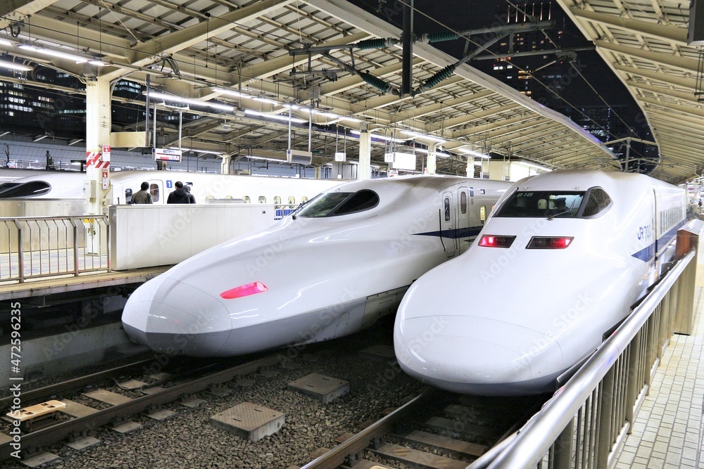 TOKYO, JAPAN - NOVEMBER 28, 2016: Shinkansen Tokaido bullet train at ...