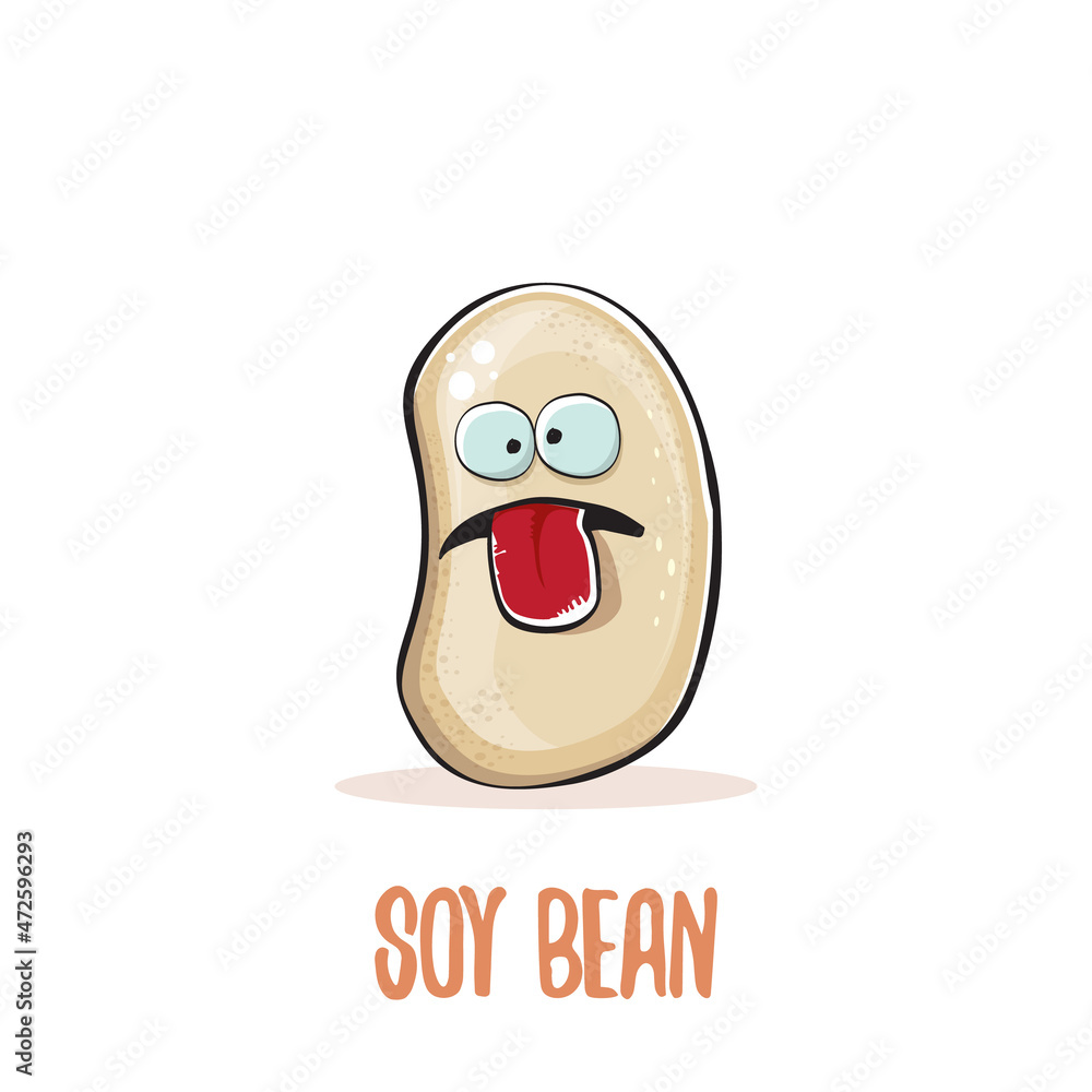 vector funny cartoon cute soybean character isolated on white ...
