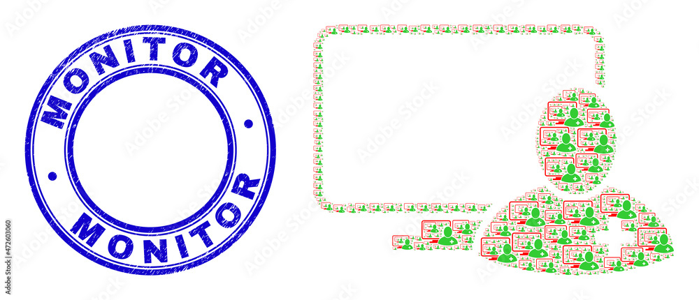 Vector computer doctor icon composition is created with randomized ...