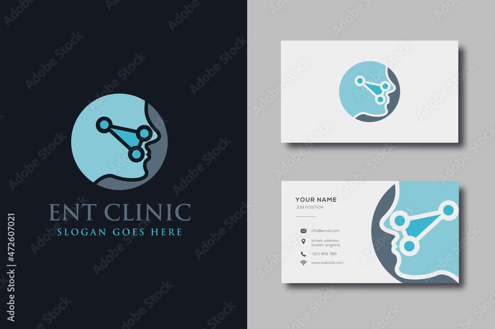 Set of Ear Nose Throat ENT clinic logo icon vector, human face logo ...