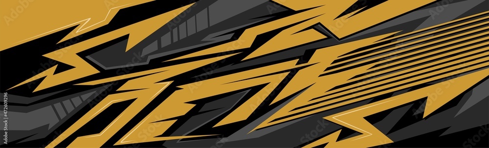 golden and black car decal wrap design vector. Graphic abstract stripe ...