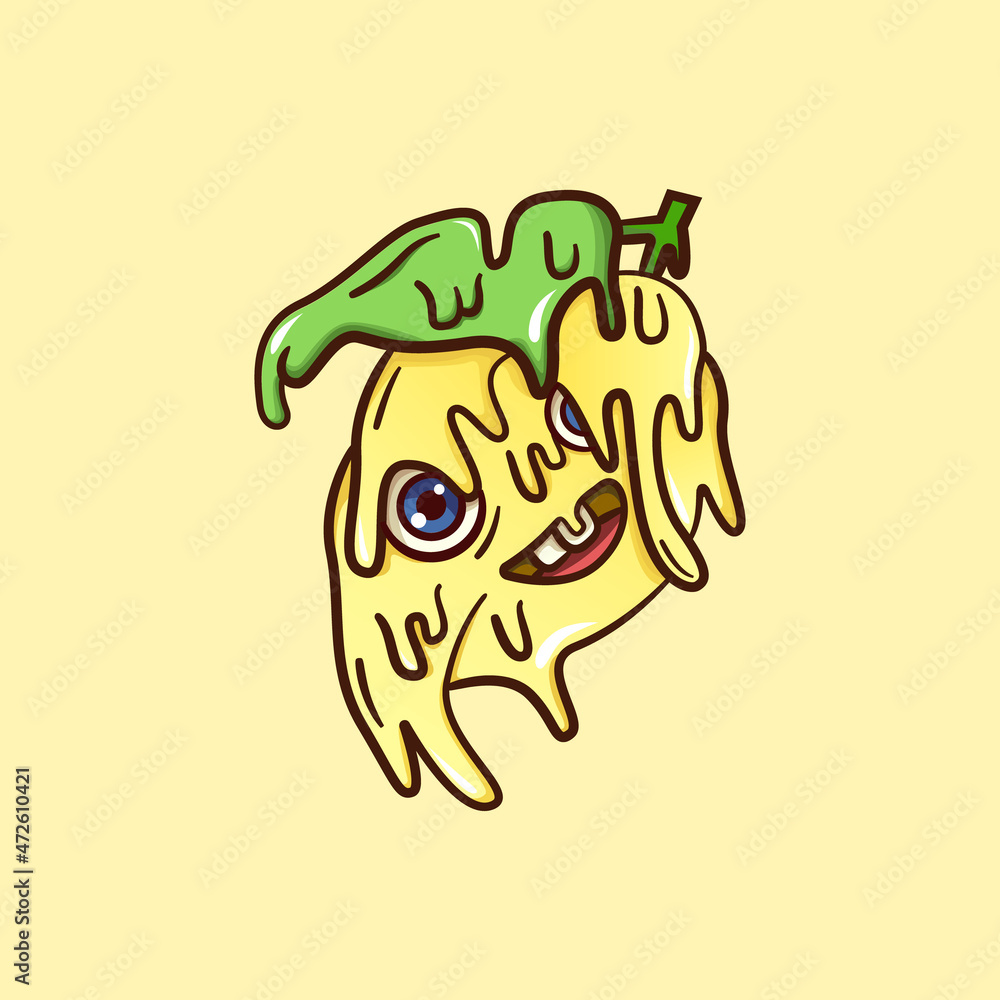 Melting monster doodle lemon cartoon vector illustration Stock Vector ...
