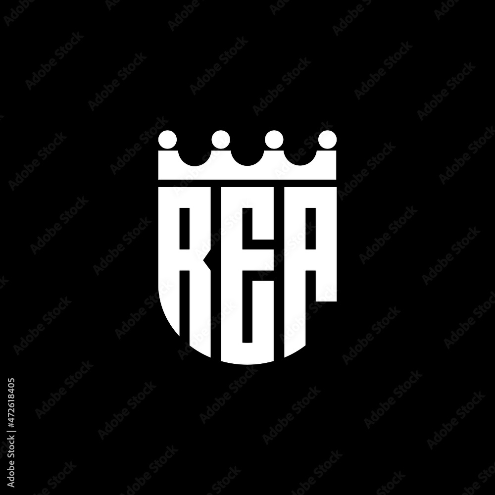 REA letter logo design with black background in illustrator, vector ...