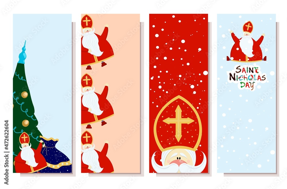 Vertical banner for the day of saint nicholas. Sinterklaas. Winter ...