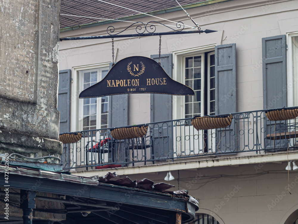 Sign at entrance to the famous Napoleon House Bar and Restaurant on ...