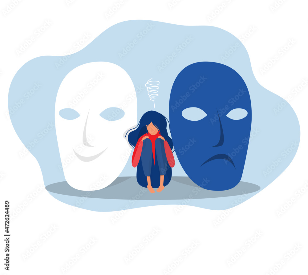 imposter syndrome, woman suffering from bipolar disorder with euphoria ...