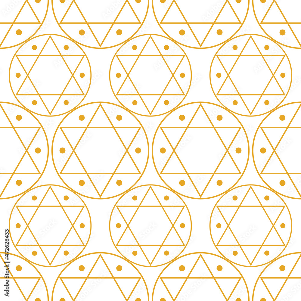 Seamless pattern with Seal of Solomon. Six-pointed star icon. Hexagram ...