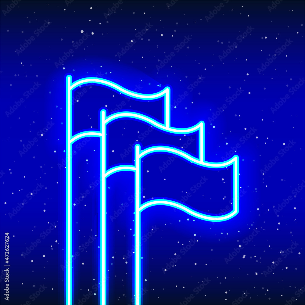Neon blue Clouds standing side by side flag icon design. Success-Idea ...
