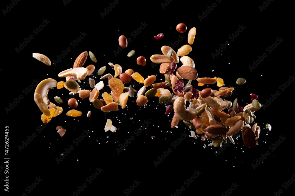 Explosion of mix of beans over a black background Stock Photo | Adobe Stock