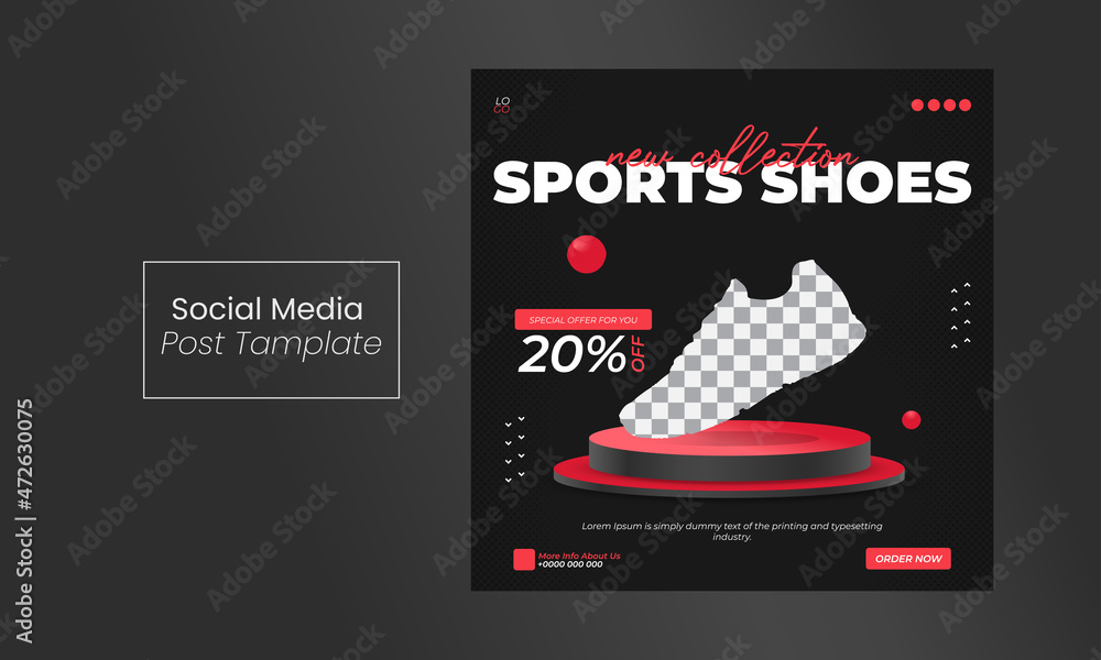 fashion shoes brand product Social media banner post template, Sports ...