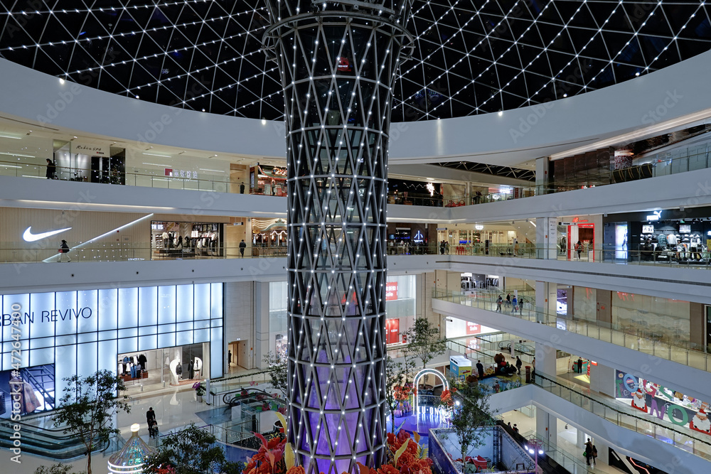 SHANGHAI.China-NOV,29,2021:A shopping mall in Shanghai with a glass ...