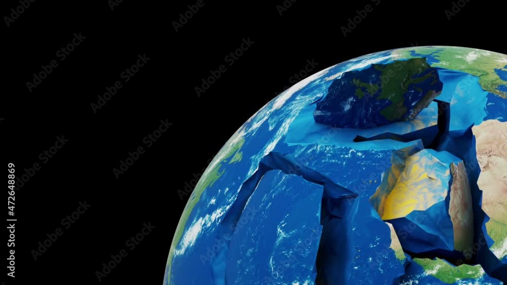 Apocalyptic destroyed shattered Earth planet with fragile debris or ...