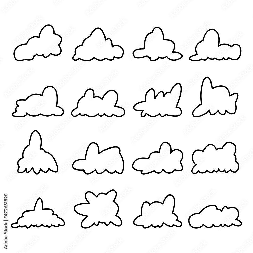 Vetor de Vector cloud icon. Cloud shapes collection. Cloud icons for cloud drawing, web and app ...