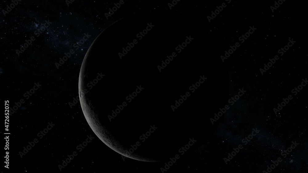 Total lunar eclipse , waning crescent moon and stars in the background ...