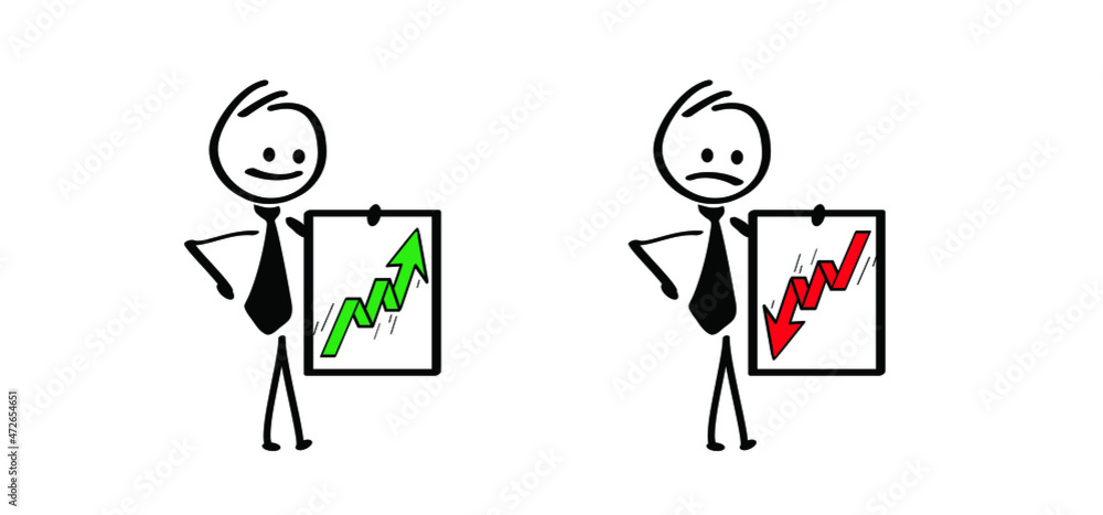 Drawing businessman with economy crisis concept. Cartoon, comic ...