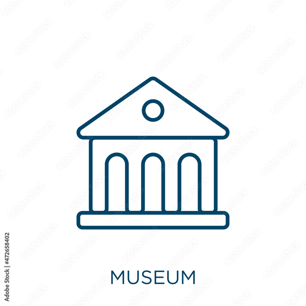 museum icon. Thin linear museum outline icon isolated on white ...