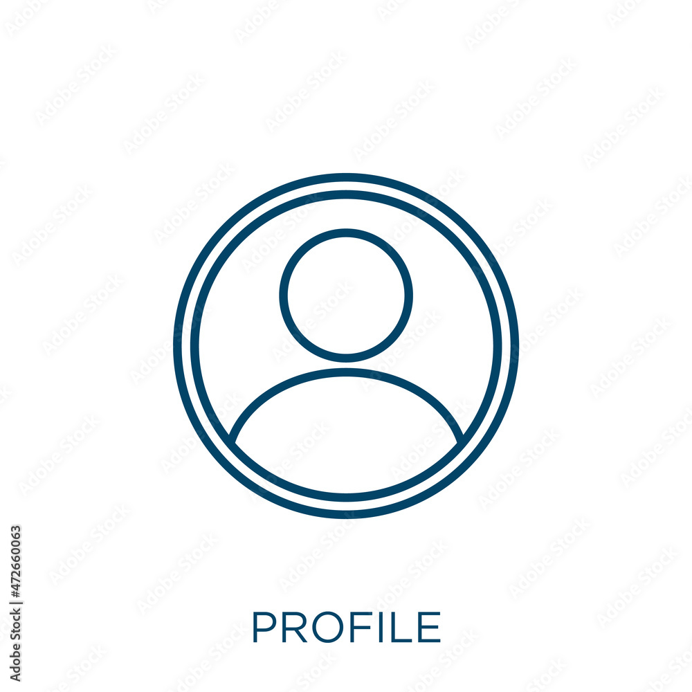 profile icon. Thin linear profile outline icon isolated on white ...