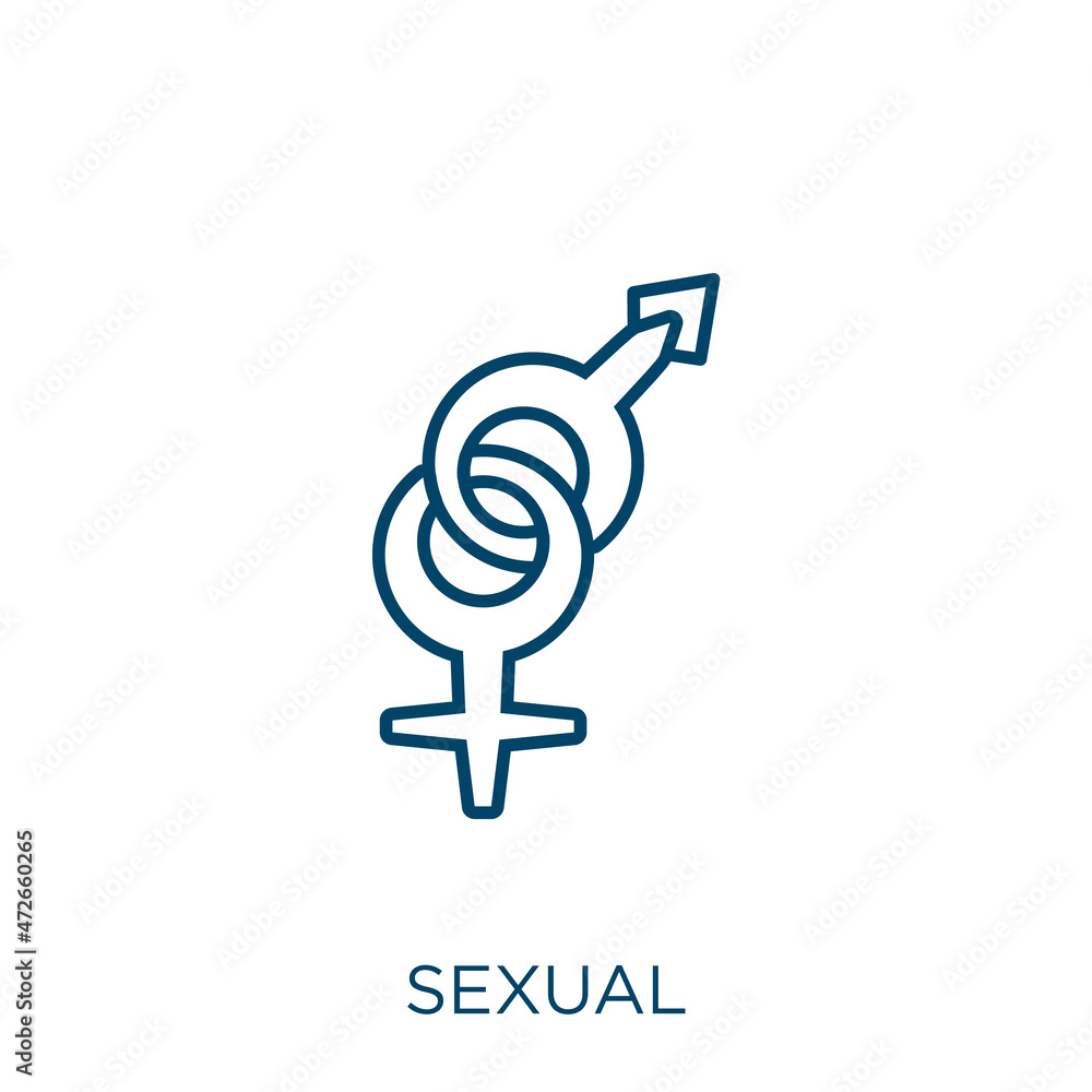 Sexual Icon Thin Linear Sexual Outline Icon Isolated On White Background Line Vector Sexual