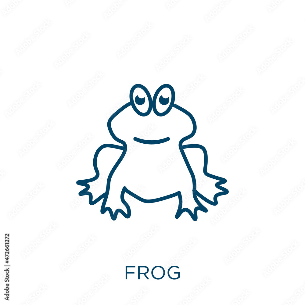frog icon. Thin linear frog outline icon isolated on white background ...