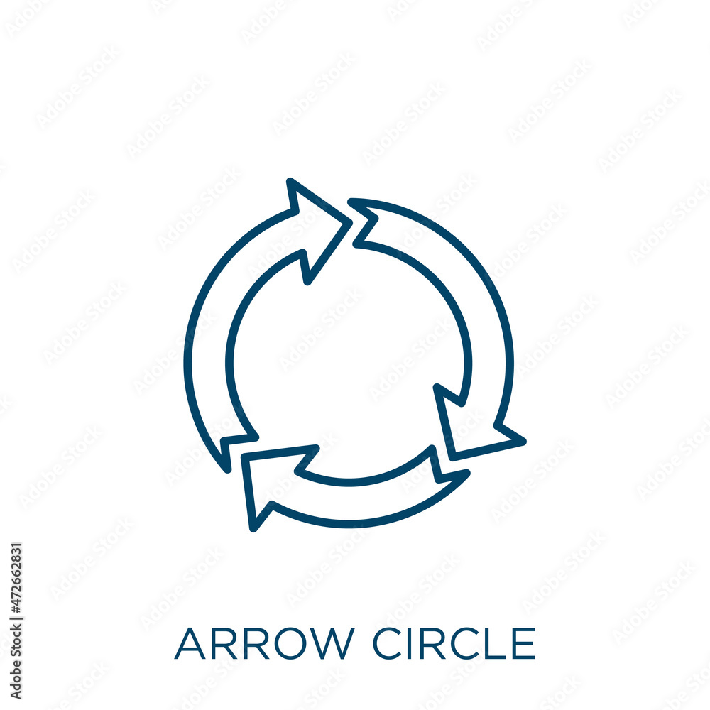 arrow circle icon. Thin linear arrow circle outline icon isolated on ...