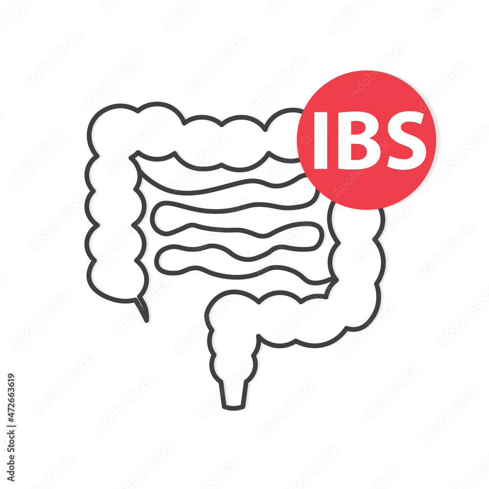 IBS (Irritable Bowel Syndrome) acronym and bowel outline icon- vector ...