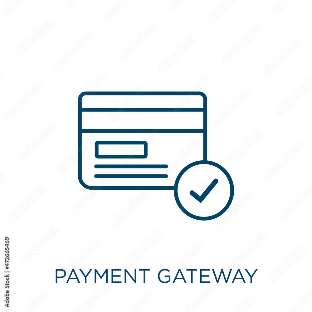 payment gateway icon. Thin linear payment gateway outline icon isolated ...